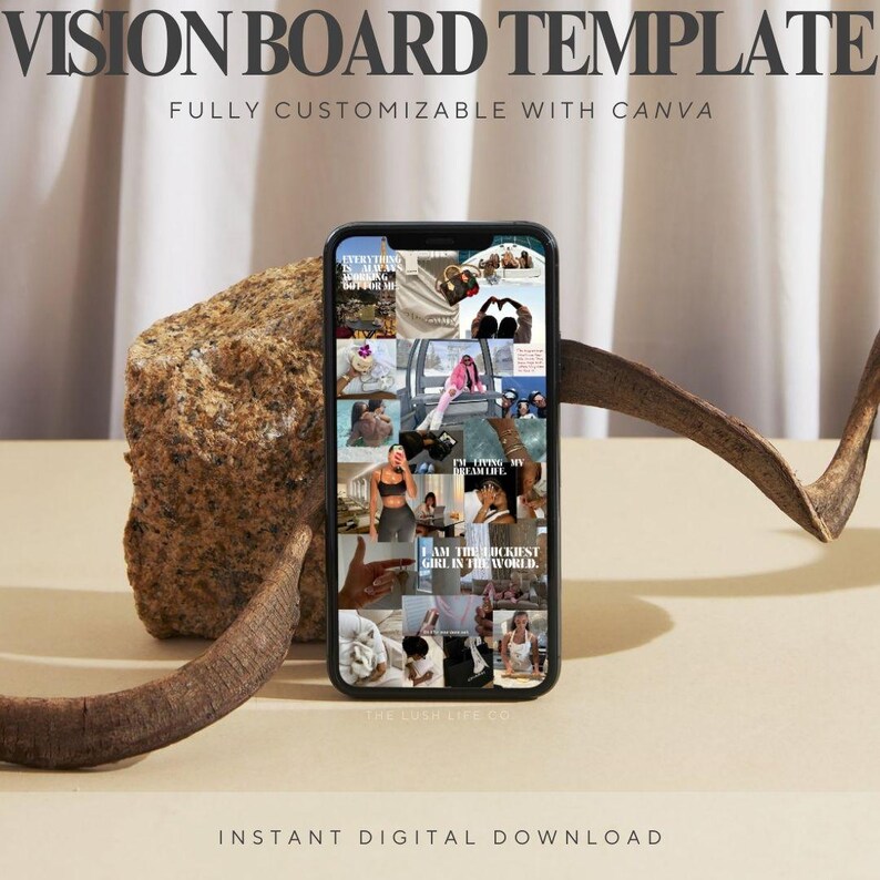 Vision Board Canva Template - Phone Lock Screen Vision Board ...