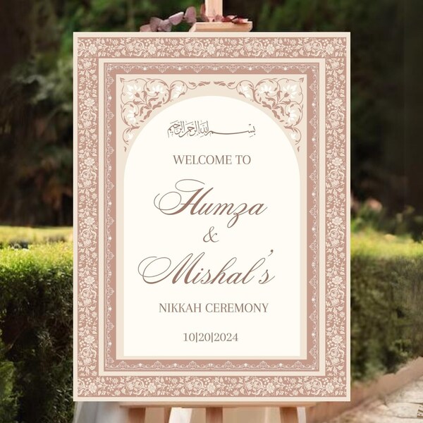 Red Elegant and Luxurious Nikkah Welcome Sign, Traditional Nikkah Sign ...