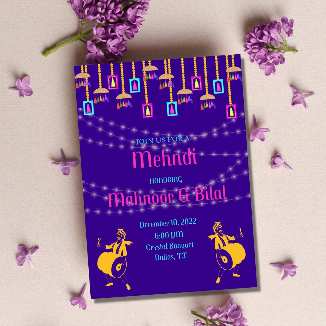 Editable Mehndi Invitation Template Purple Mehndi Invitation - Etsy
