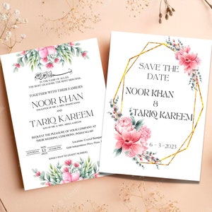 Floral Islamic Wedding Invitation & Save the Date (digital Download) - Etsy