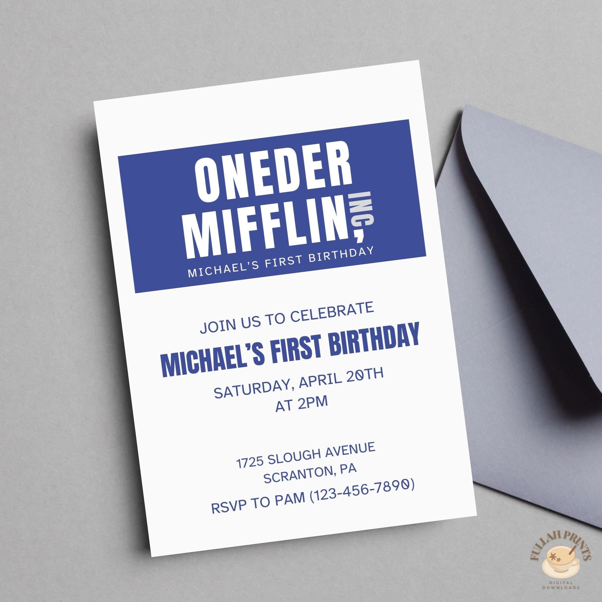 The Office Inspired First Birthday Invitation, Oneder Mifflin Birthday ...