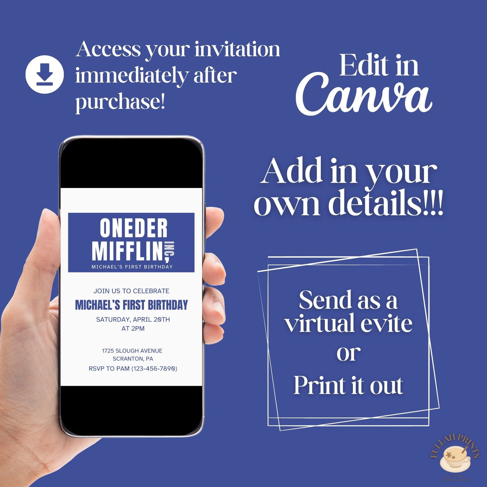 The Office Inspired First Birthday Invitation: Oneder Mifflin (digital ...