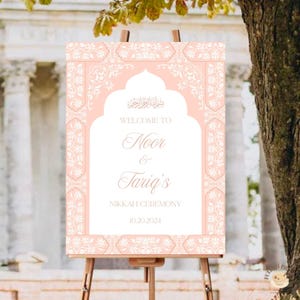 Peach Nikkah Welcome Sign, Islamic Wedding Sign, Elegant Mughal Nikkah ...