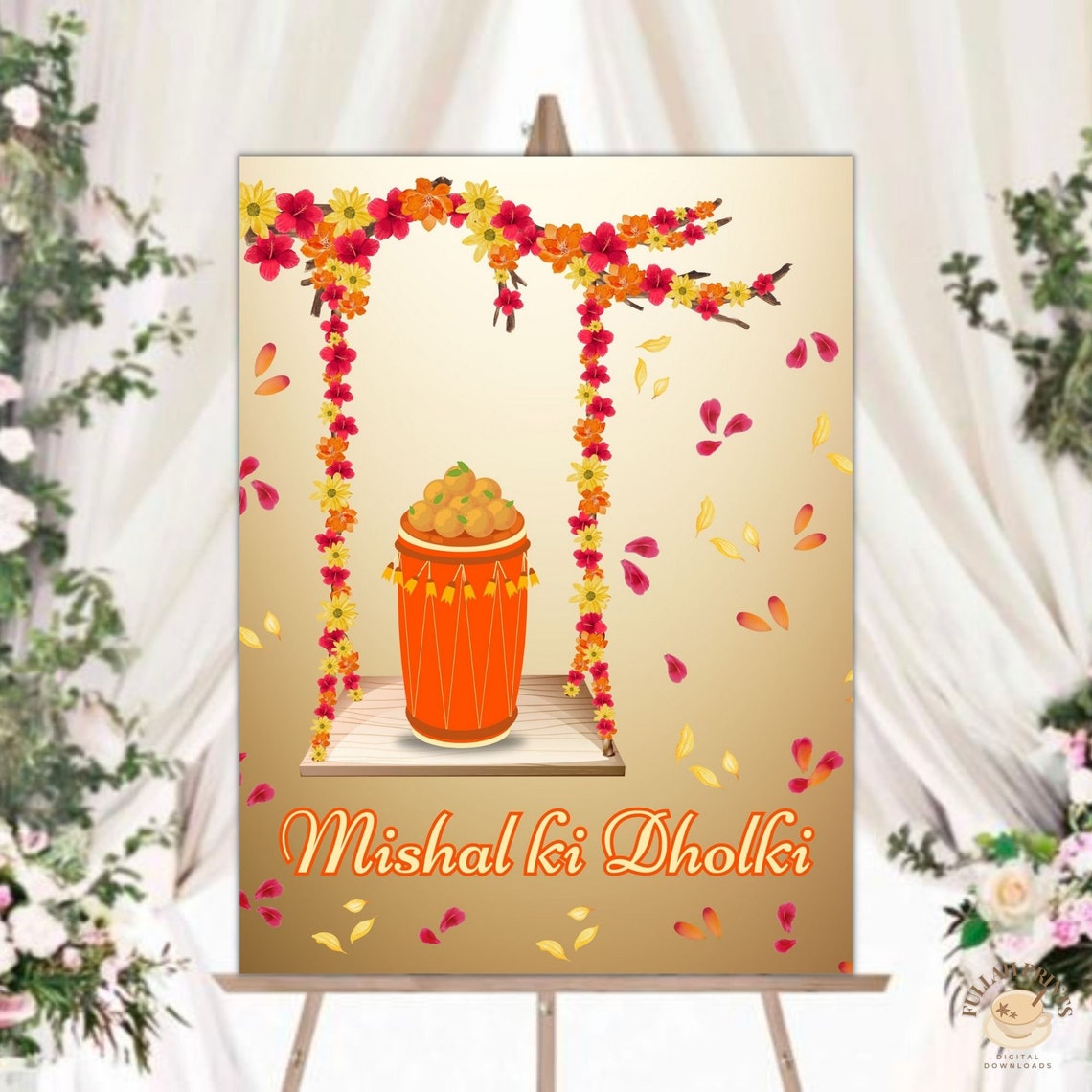 Flower Swing Set Dholki Sign, Dholki Sign, Dholki Welcome Sign, Dholki ...