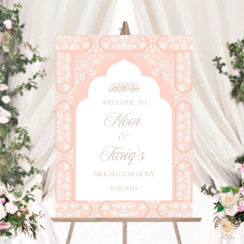 Peach Mughal Nikkah Welcome Sign: Islamic Wedding Decor (digital ...