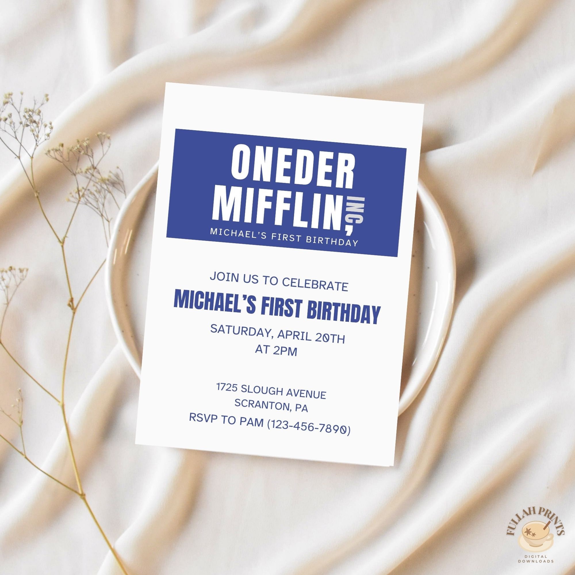 The Office Inspired First Birthday Invitation: Oneder Mifflin (digital ...