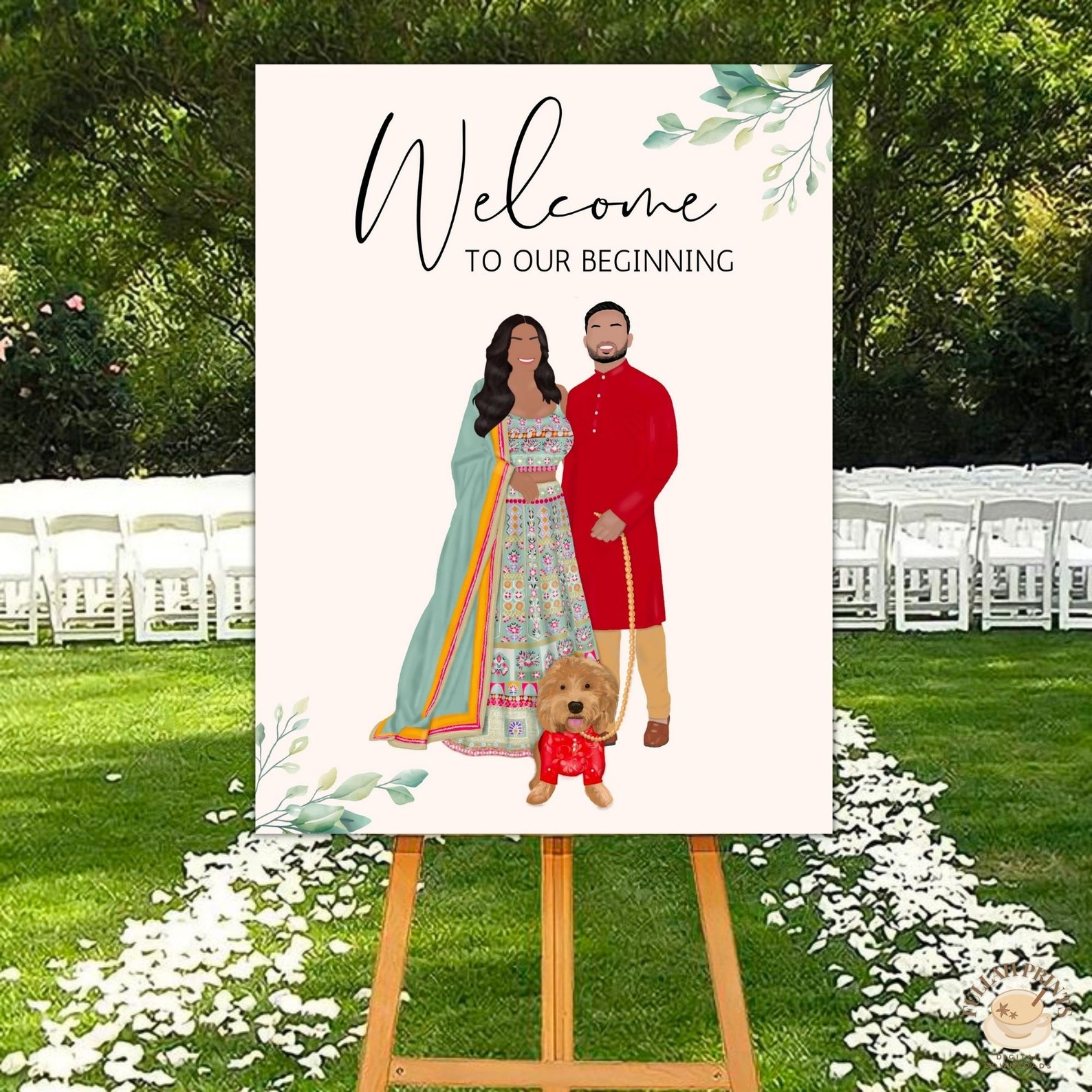 Personalized Custom Wedding Illustration, Custom Wedding Sign, Wedding ...