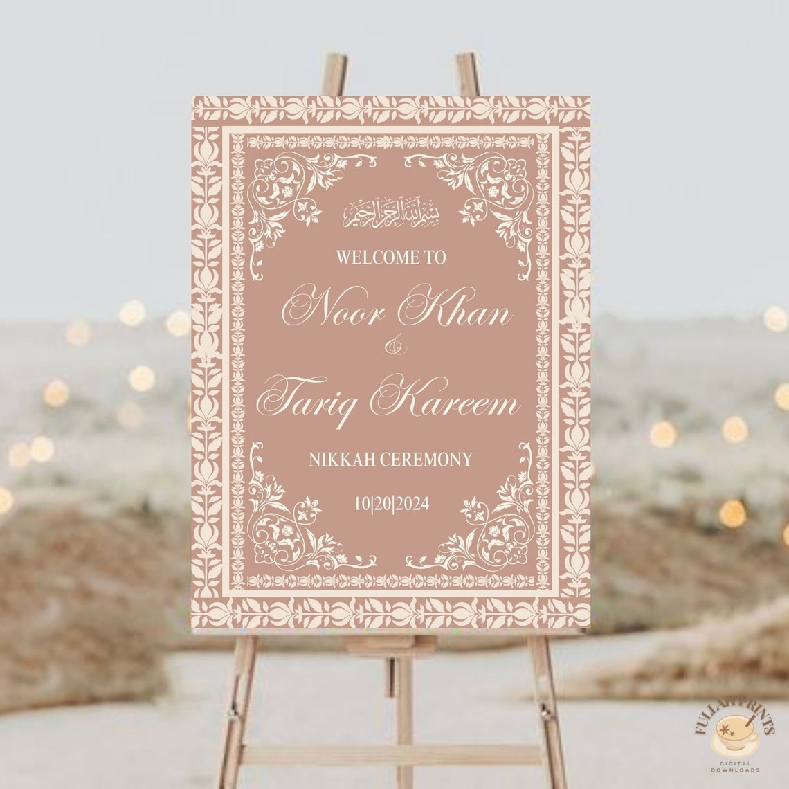Beige and Cream Elegant Nikkah Welcome Sign, Neutral Nikkah Sign ...