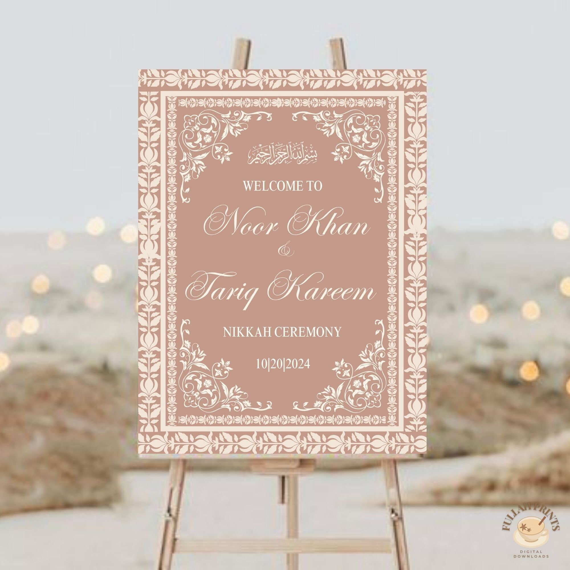 Beige and Cream Elegant Nikkah Welcome Sign, Neutral Nikkah Sign ...