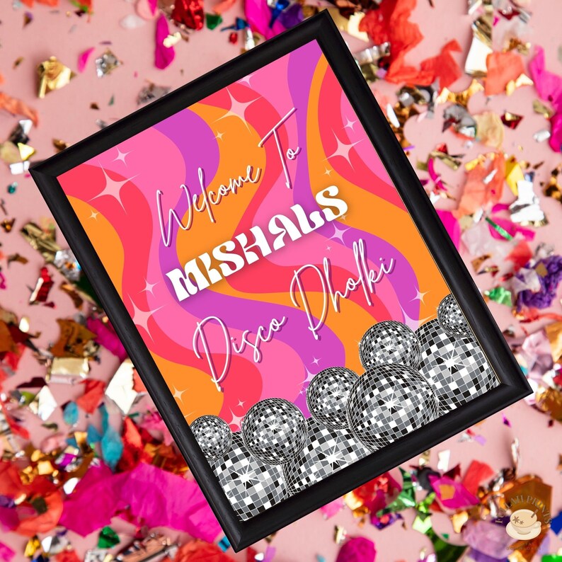 Disco Dholki Welcome Sign: Personalized Printable Poster (digital ...