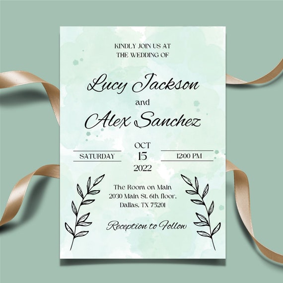 Botanical Wedding Invitation Template Editable Wedding - Etsy