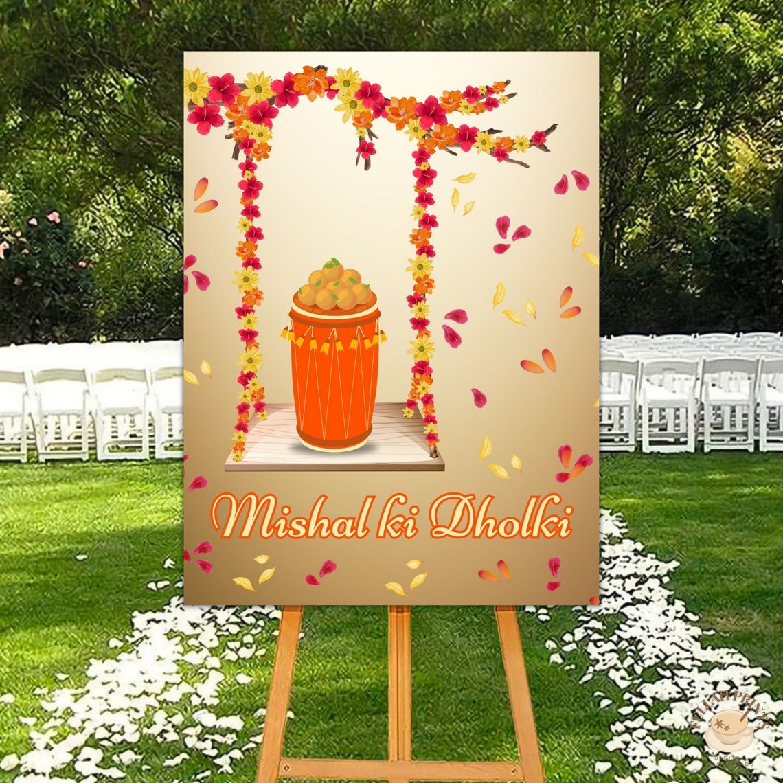 Flower Swing Set Dholki Sign, Dholki Sign, Dholki Welcome Sign, Dholki ...