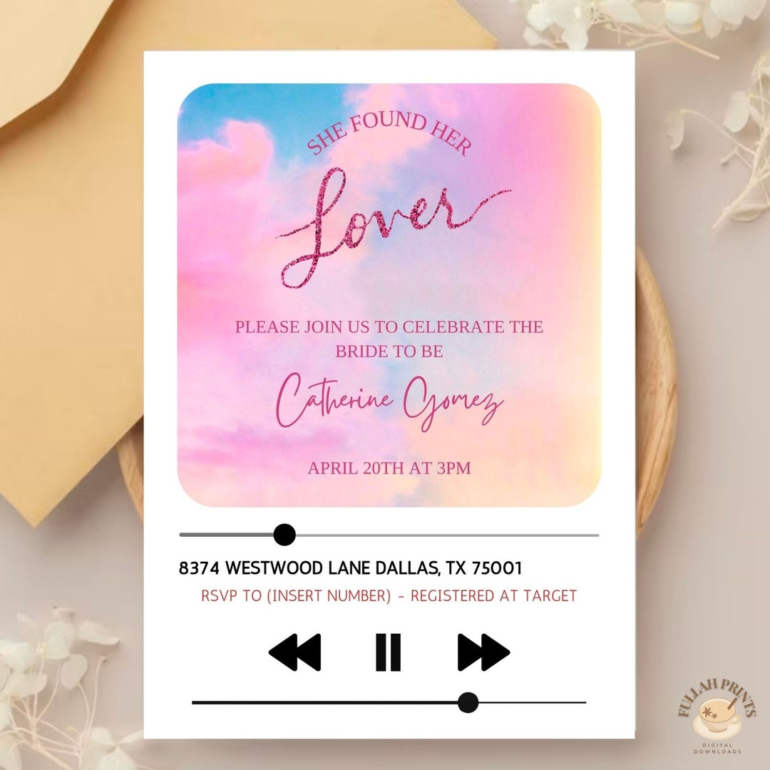 Taylor Swift Lover Bridal Shower Invitation, She Found Her Lover Bridal Shower Invite, Taylor ...