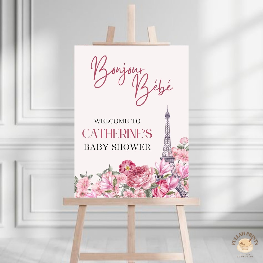 Bonjour Bebe Sign, Bonjour Bebe Welcome Sign, Bonjour Bebe Baby Shower ...