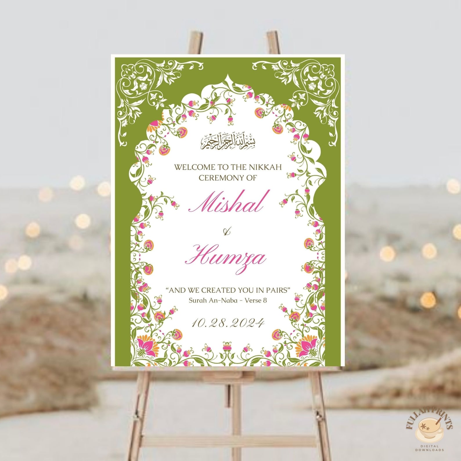 Arch Nikkah Sign, Floral Nikkah Welcome Sign, Islamic Welcome Sign ...