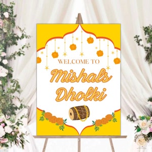 Dholki Welcome Sign, Marigold Dholki Welcome Sign, Dholki Entrance Sign ...