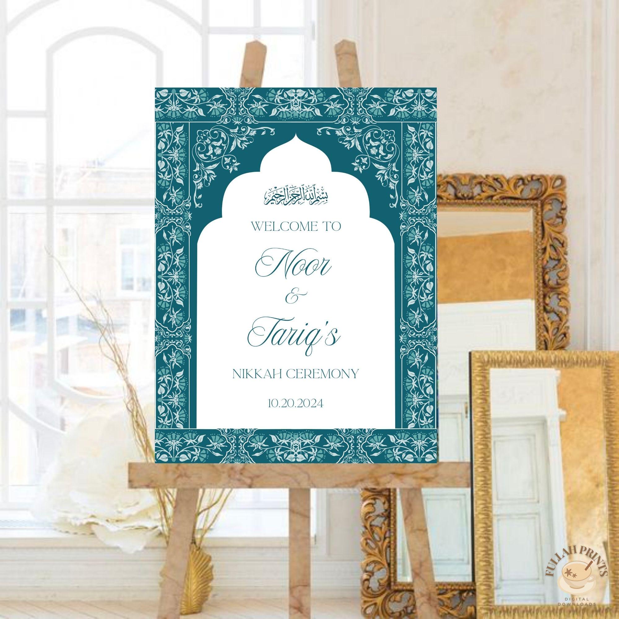 Turquoise Mughal Nikkah Welcome Sign: Islamic Wedding Decor (digital ...