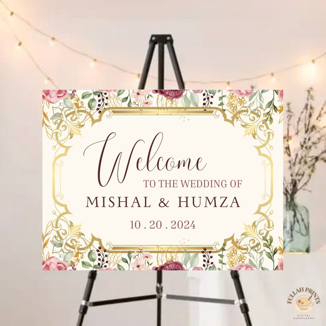 Elegant Wedding Welcome Sign, Islamic Welcome Sign, Nikkah Welcome Sign ...