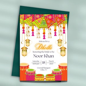 Dholki Invitation, Dholki Evite, Dholki Invitation Template, Editable ...