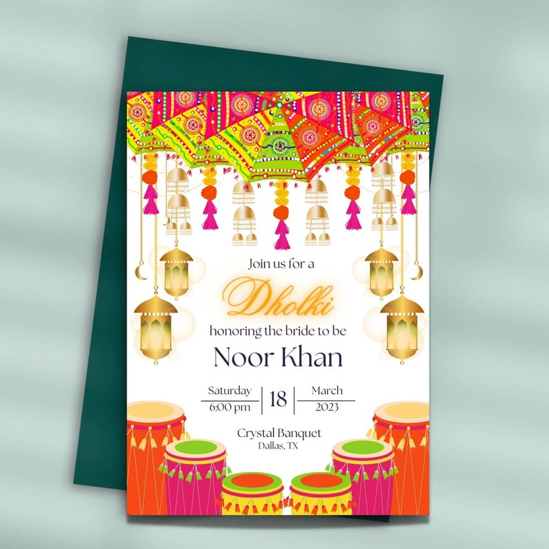 Dholki Invitation, Dholki Evite, Dholki Invitation Template, Editable ...