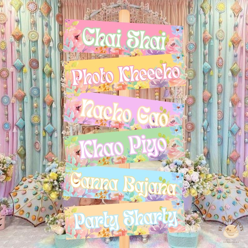 Floral Mehndi Arrow Signs: Fun Desi Decor (digital Download) - Etsy
