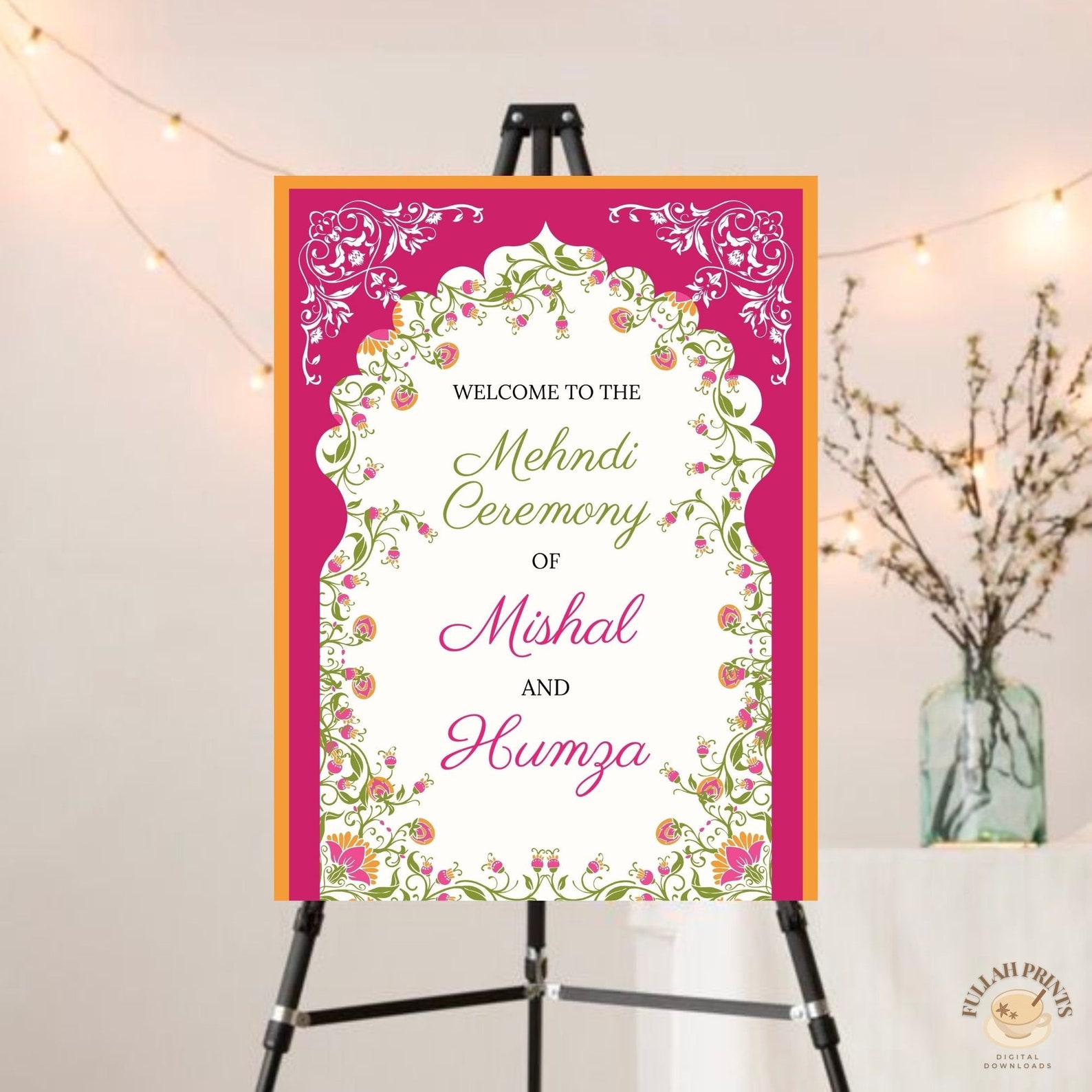 Arch Mehndi Sign, Floral Mehndi Welcome Sign, Dholki Sign, Mayoun Sign ...