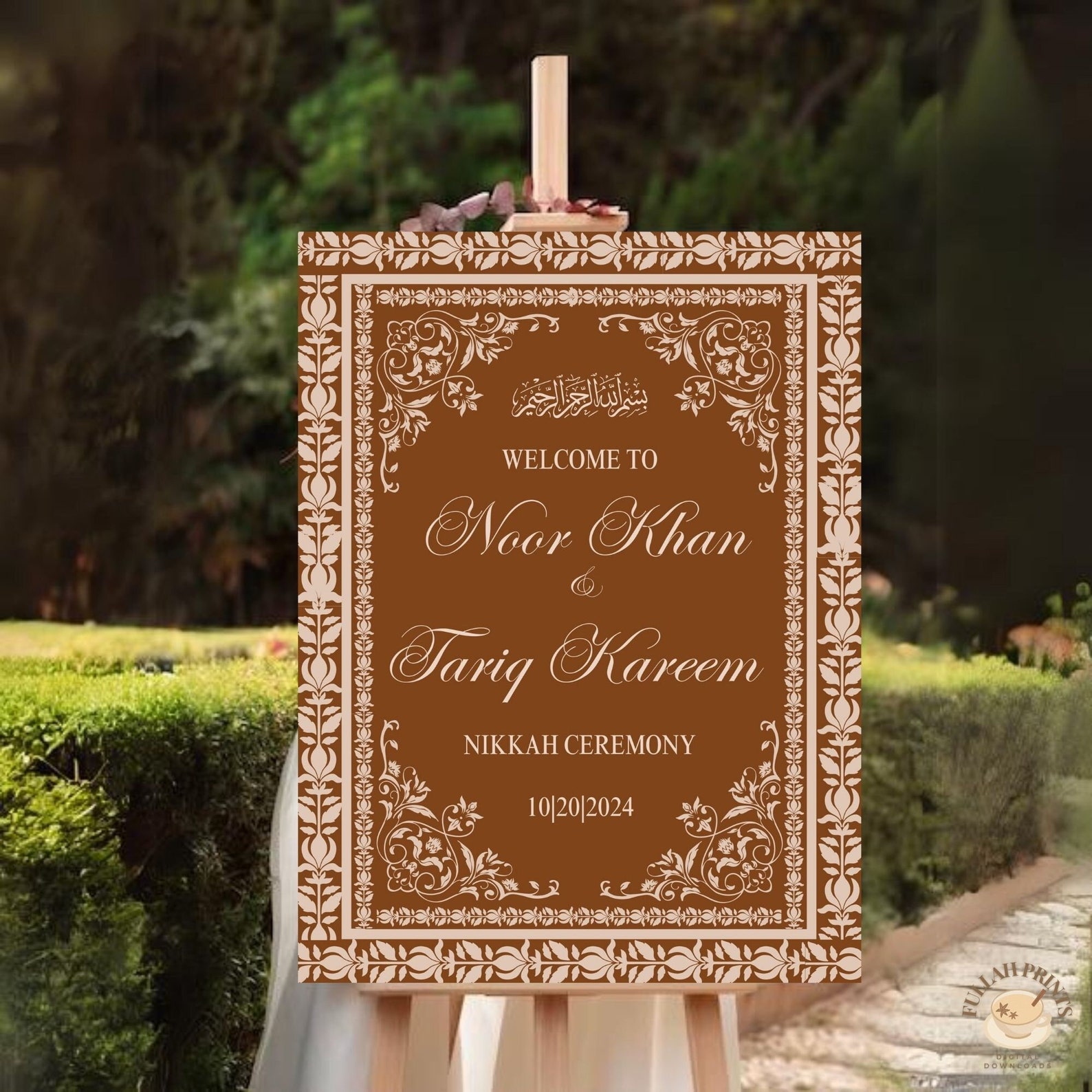 Brown Elegant Nikkah Welcome Sign, Neutral Nikkah Sign, Nikkah Ceremony ...