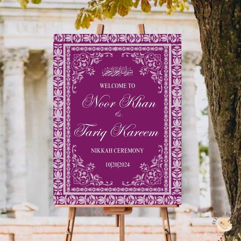 Purple Elegant Nikkah Welcome Sign, Dark Purple Nikkah Sign, Nikkah ...