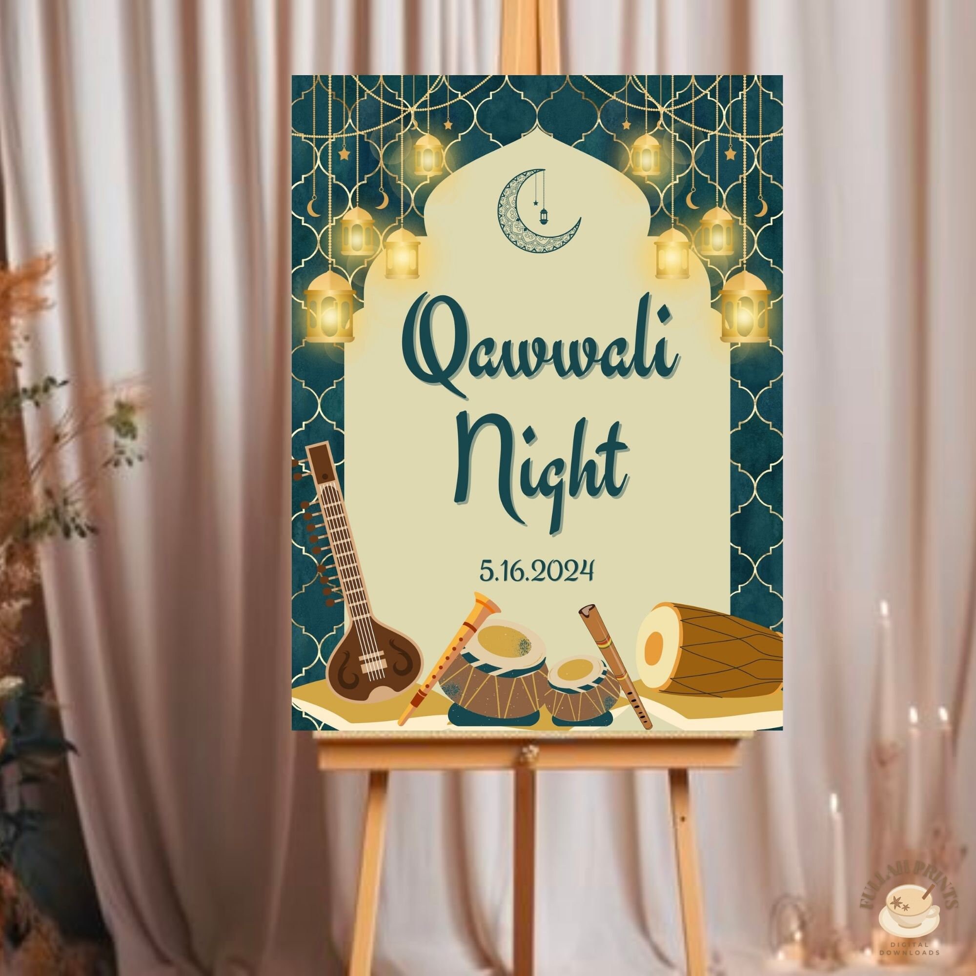 Qawwali Night Welcome Sign: Pakistani Indian Party Decor (digital ...