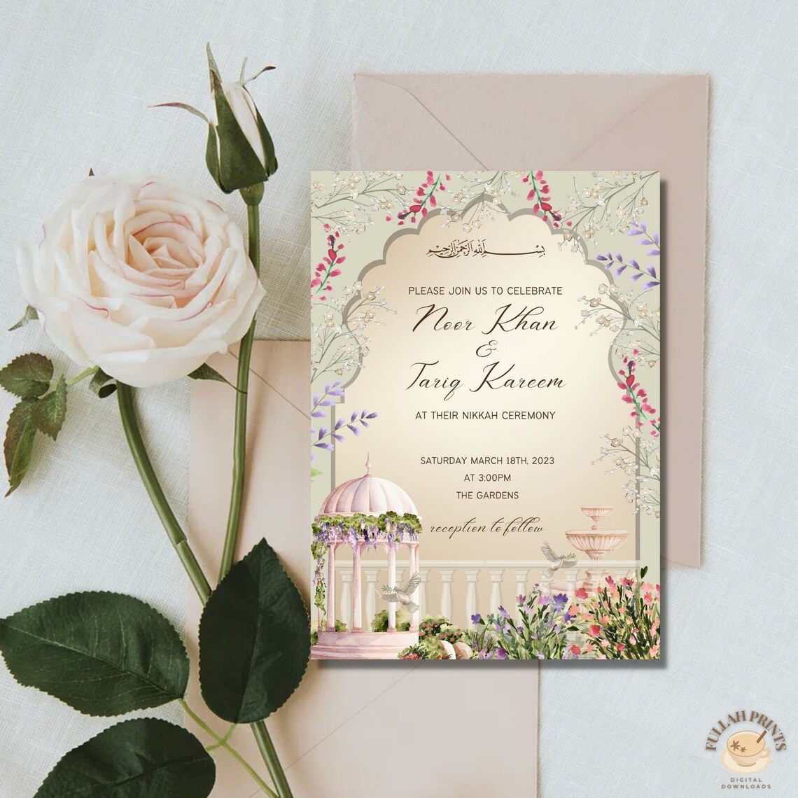 Sage Green Nikkah Invitation Elegant Nikkah Invitation - Etsy