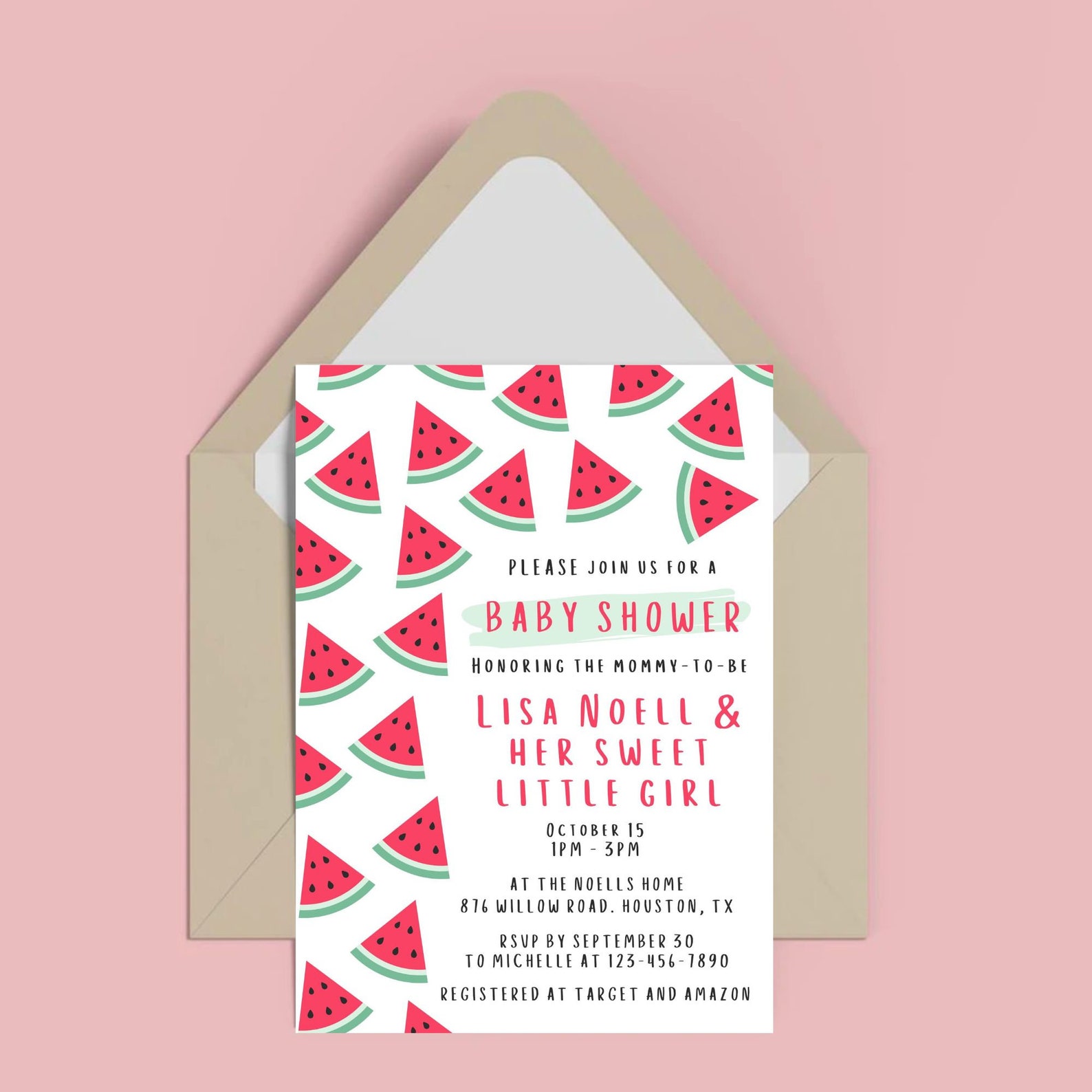 Watermelon Baby Shower Invitation, Baby Shower Invite, Fruit Baby ...