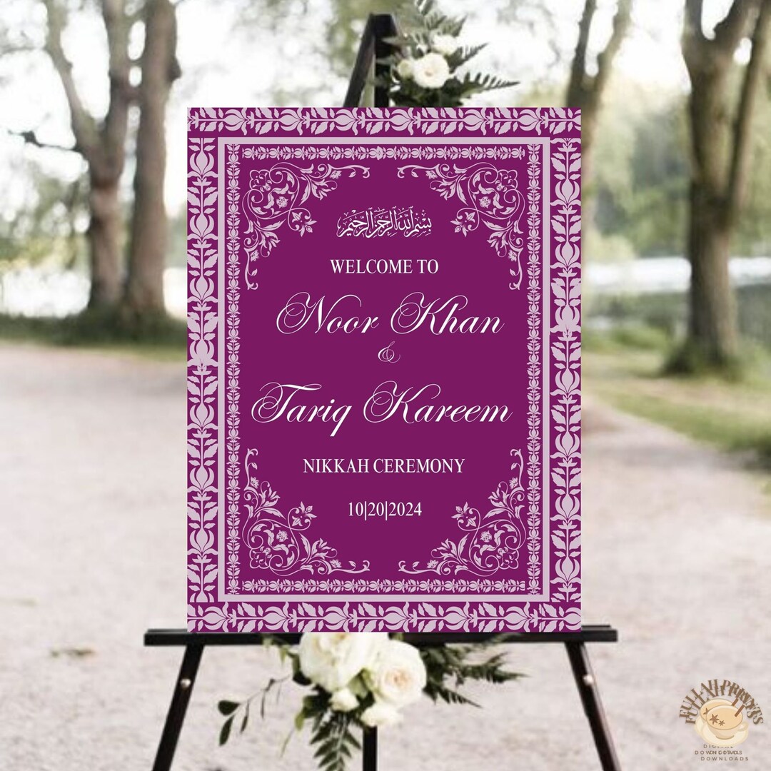 Purple Elegant Nikkah Welcome Sign, Dark Purple Nikkah Sign, Nikkah ...