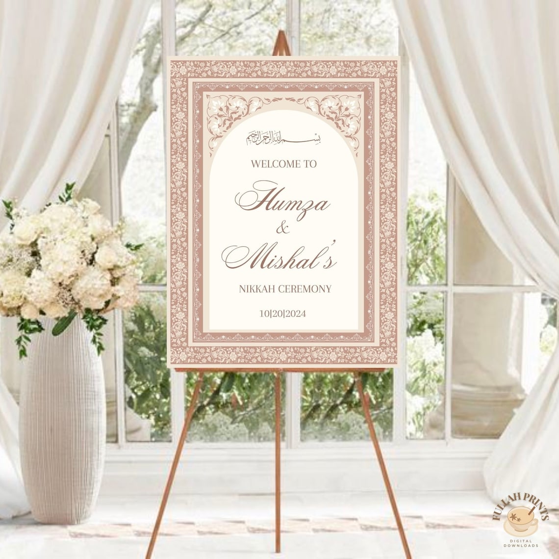 Elegant and Luxurious Nikkah Welcome Sign, Neutral Nikkah Sign, Nikkah ...