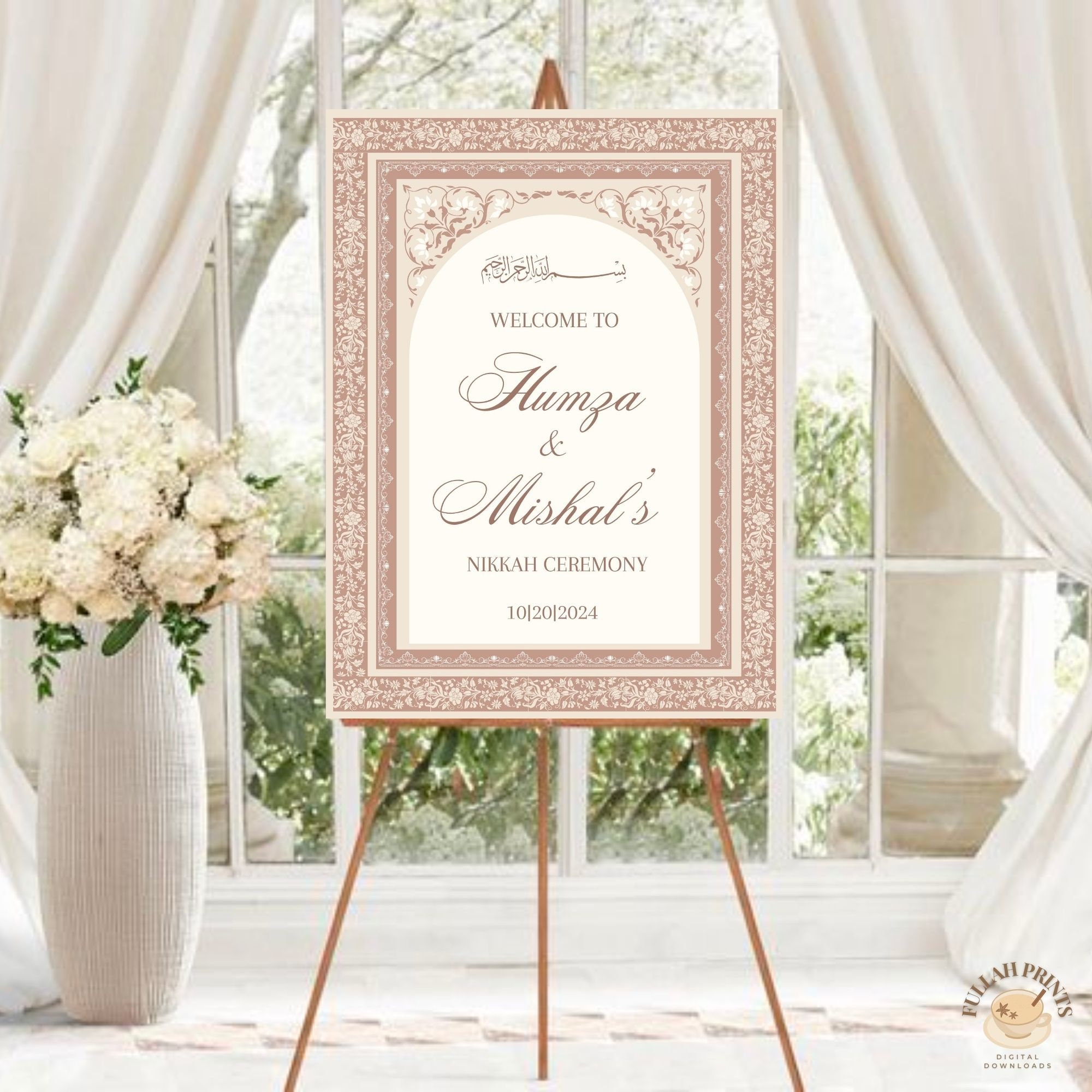 Elegant and Luxurious Nikkah Welcome Sign, Neutral Nikkah Sign, Nikkah ...