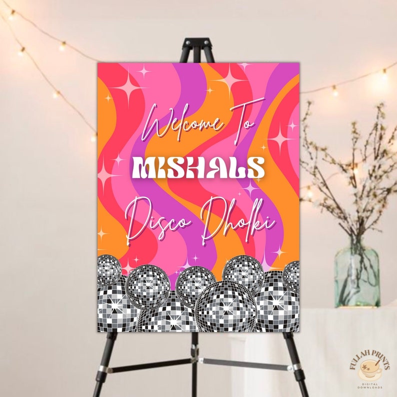 Disco Dholki Welcome Sign: Personalized Printable Poster (digital ...