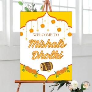 Dholki Welcome Sign, Marigold Dholki Welcome Sign, Dholki Entrance Sign ...