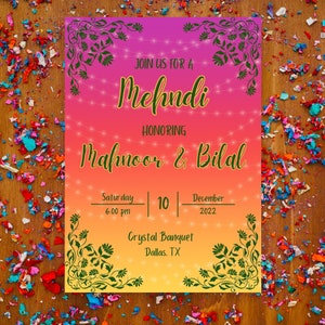 Colorful Mehndi Invitation, Mehndi Evite, Mehndi Template, Mehndi ...
