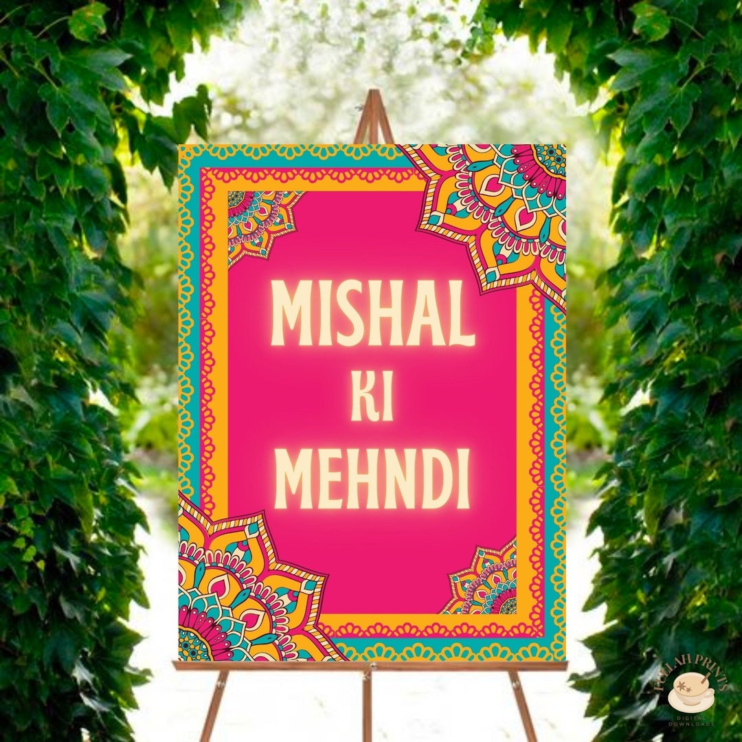 Bright Mandala Mehndi Welcome Sign: Bazaar Inspired Henna Poster (PDF ...