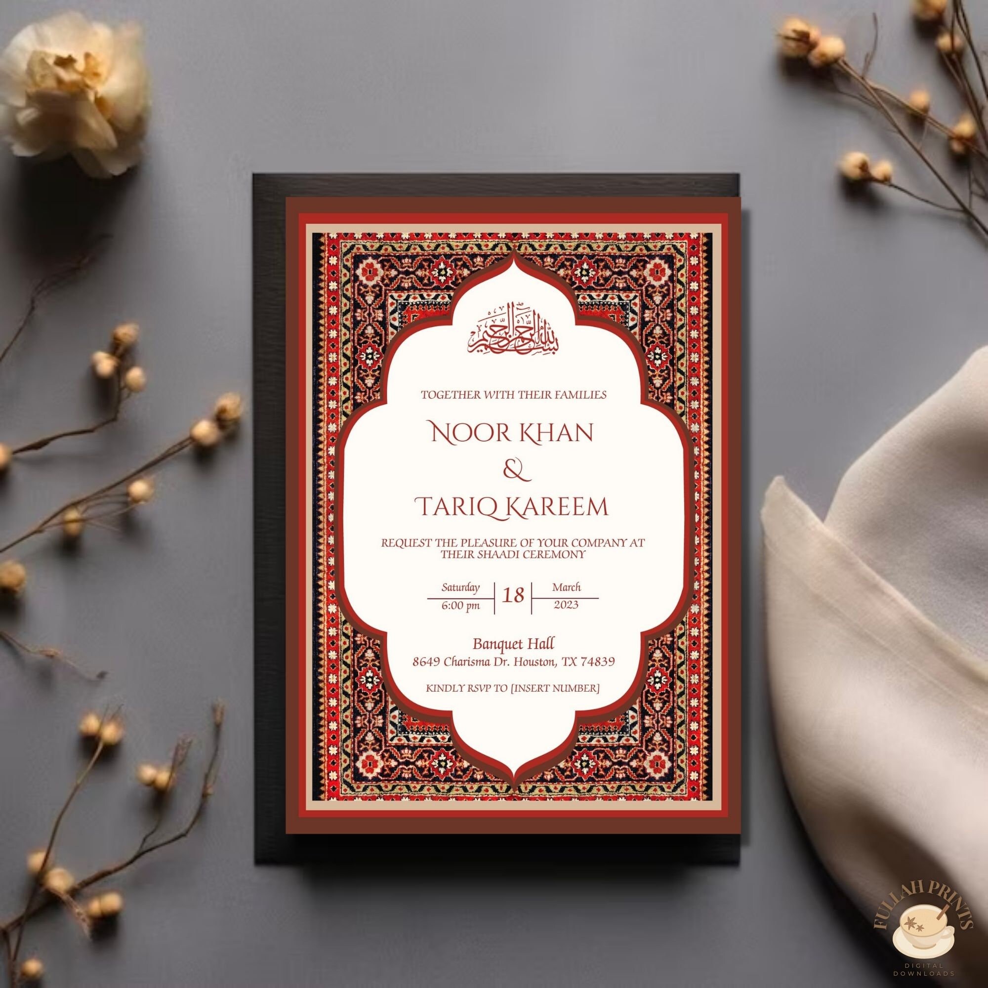 Traditional Islamic Wedding Invitation Shaadi Invitation - Etsy Australia