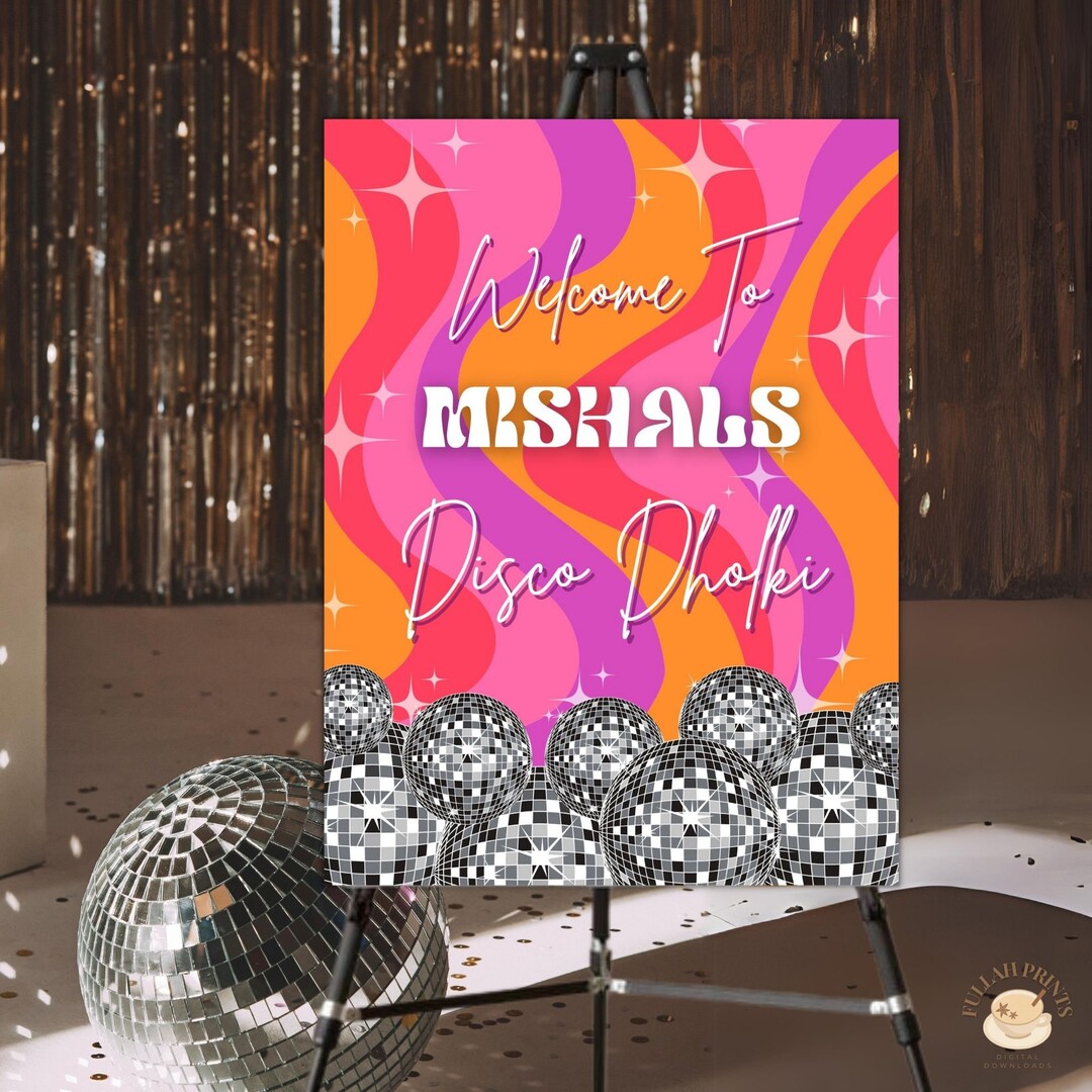 Disco Dholki Welcome Sign: Personalized Printable Poster (digital ...