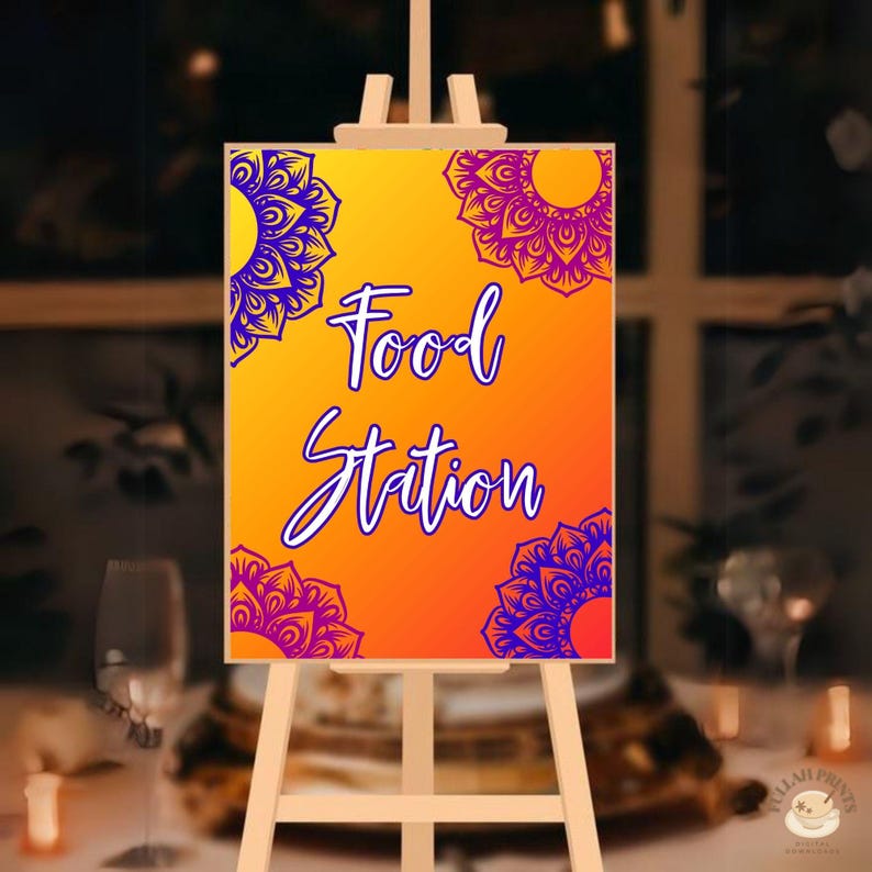 Indian Wedding Food Station Signs: Mehndi, Nikkah, Dholki (digital ...