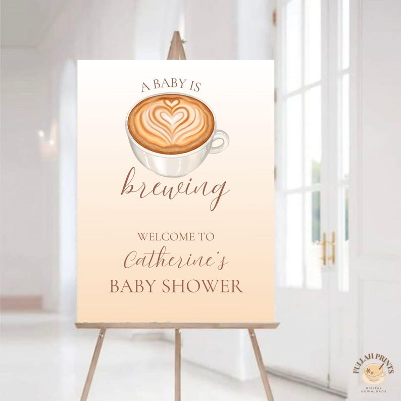 A Baby is Brewing Baby Shower Sign, Coffee Baby Shower Welcome Sign ...