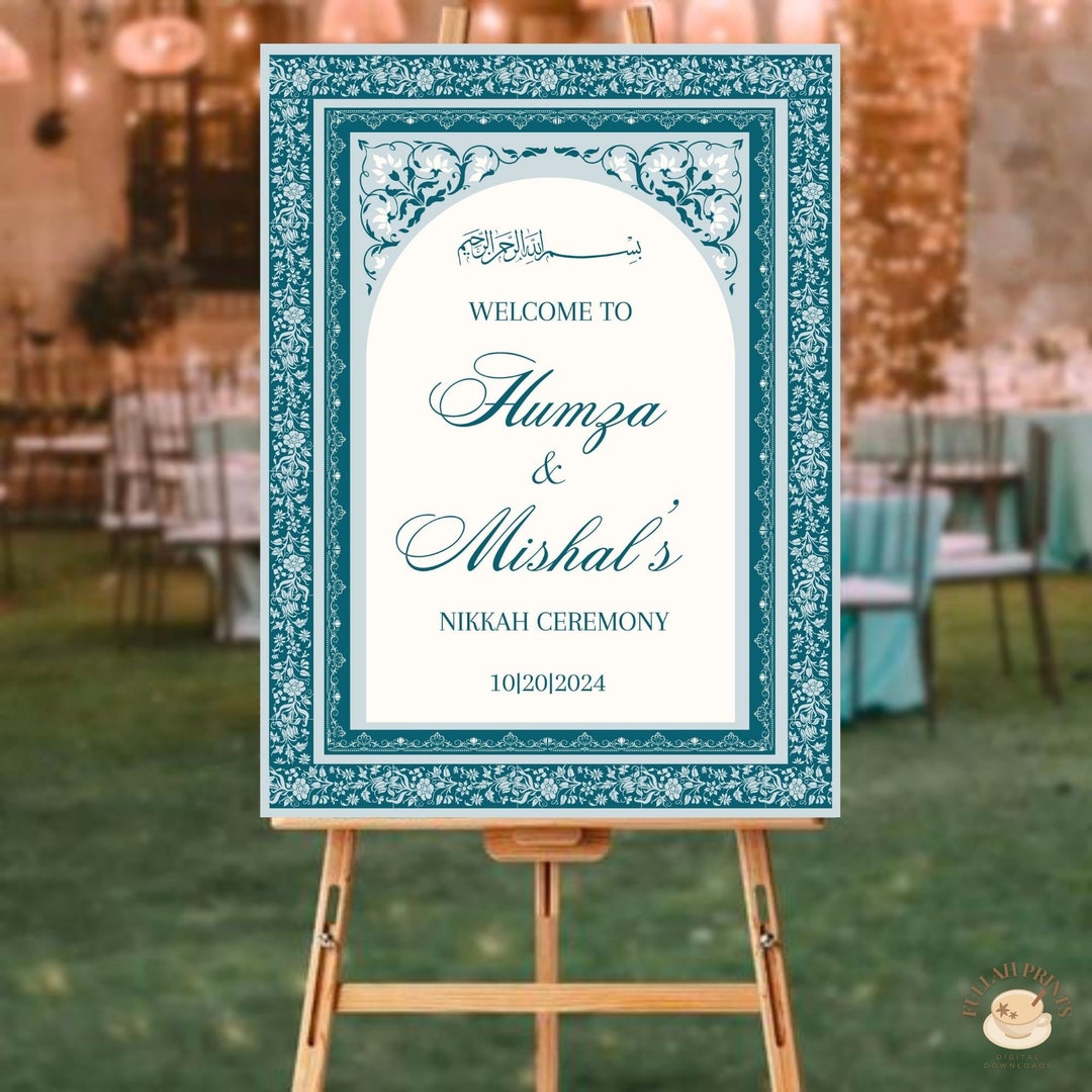 Turquoise Nikkah Welcome Sign: Elegant Islamic Wedding Decor (printable ...