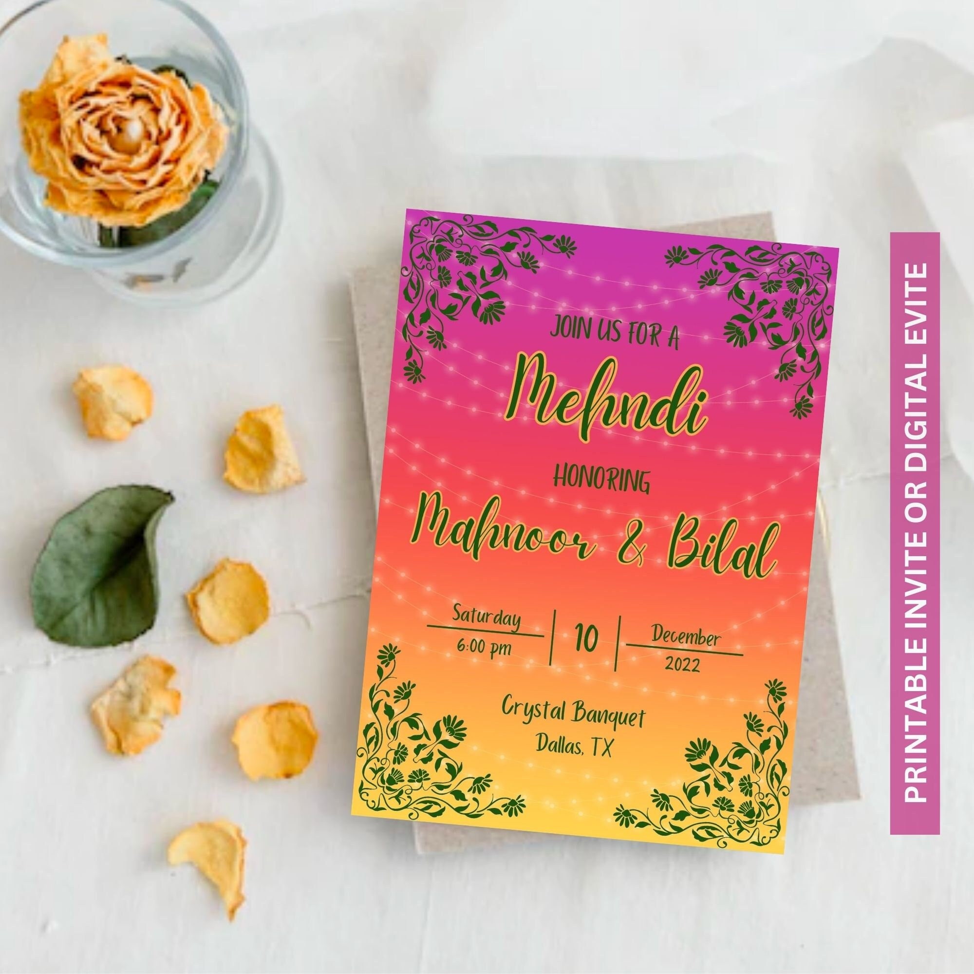 Colorful Mehndi Invitation, Mehndi Evite, Mehndi Template, Mehndi ...