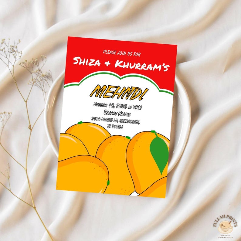 Mango Juice Inspired Mehndi Invitation, Cute and Quirky Mehndi Invite ...