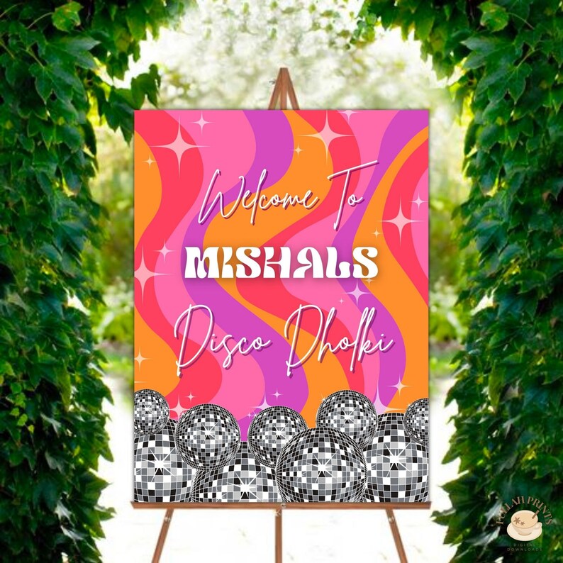 Disco Dholki Welcome Sign: Personalized Printable Poster (digital ...