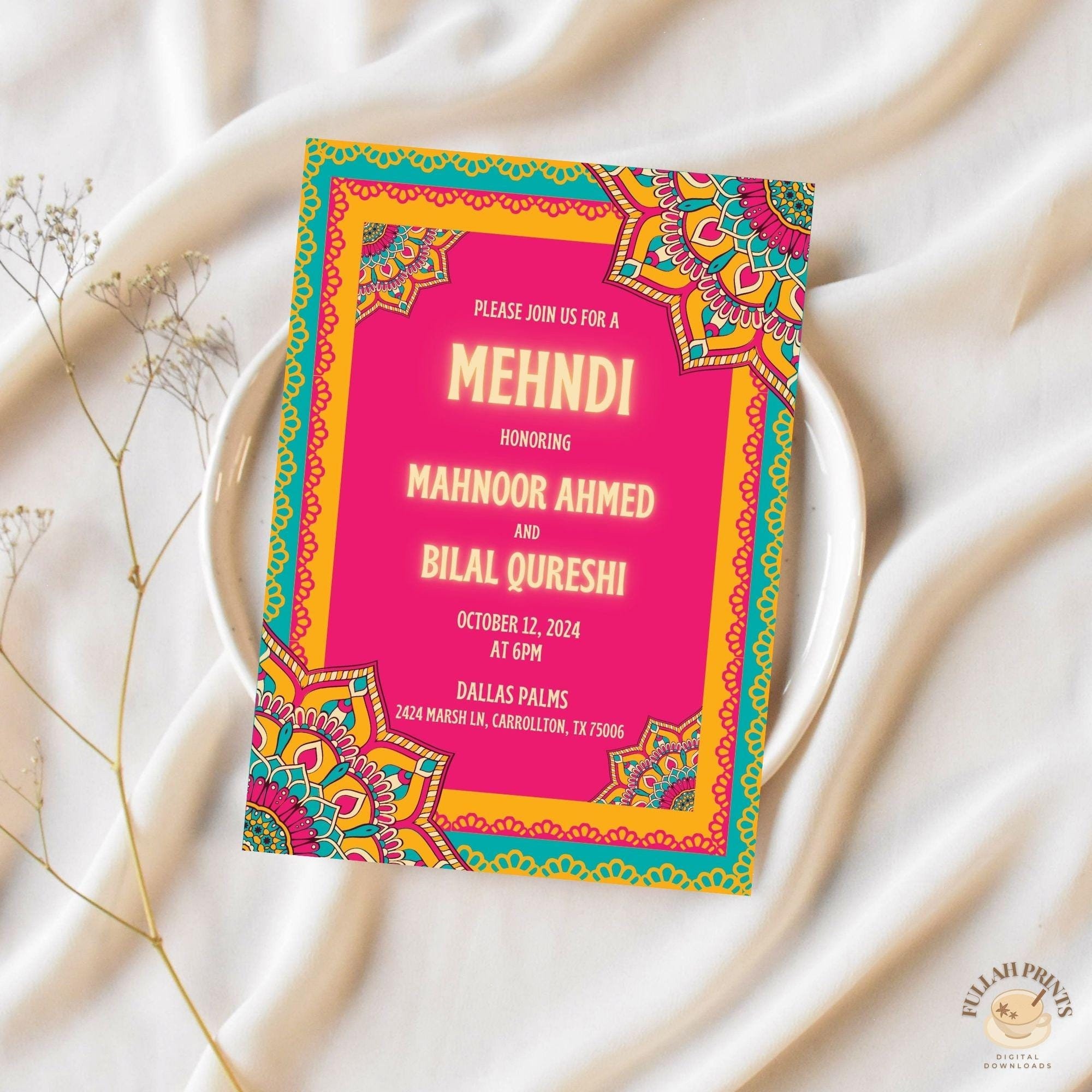 Colorful Mandala Mehndi Invitation, Mehndi Invite Template, Dholki ...