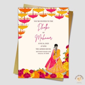 Dholki Invitation Template, Mayoun Invite, Dholki Invitation With Hand ...