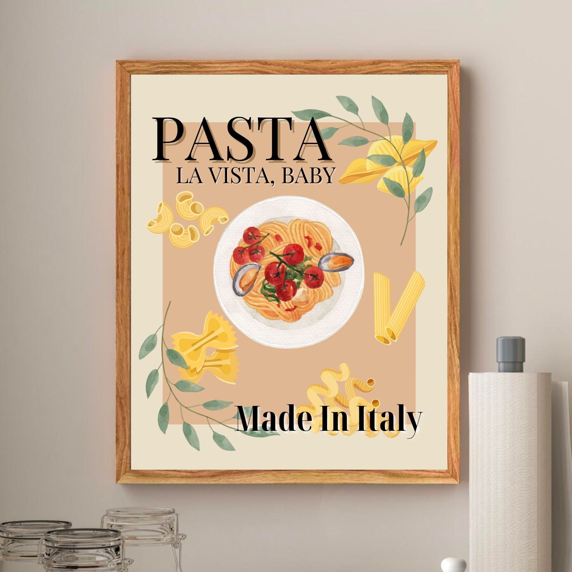 Pasta Print, Pasta Wall Art, Pasta La Vista Baby, Italian Pasta Wall ...