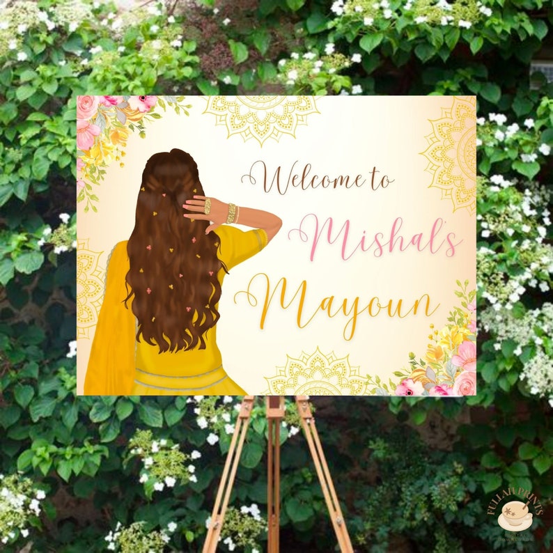 Hand-drawn Mayoun Welcome Sign: Pink & Yellow Mandalas (digital ...